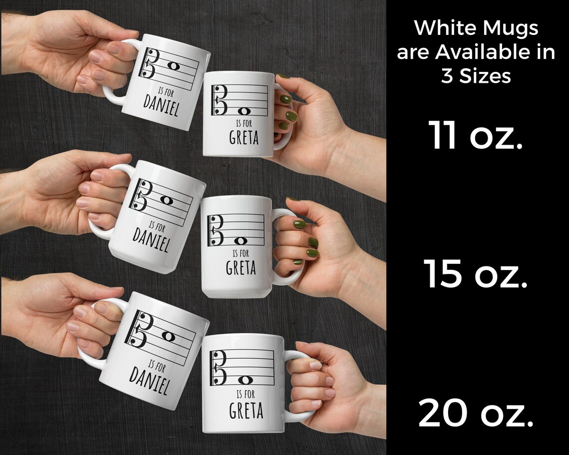 Music Note Coffee Mug | Treble, Bass, or Alto Clef | Custom Gift for ...