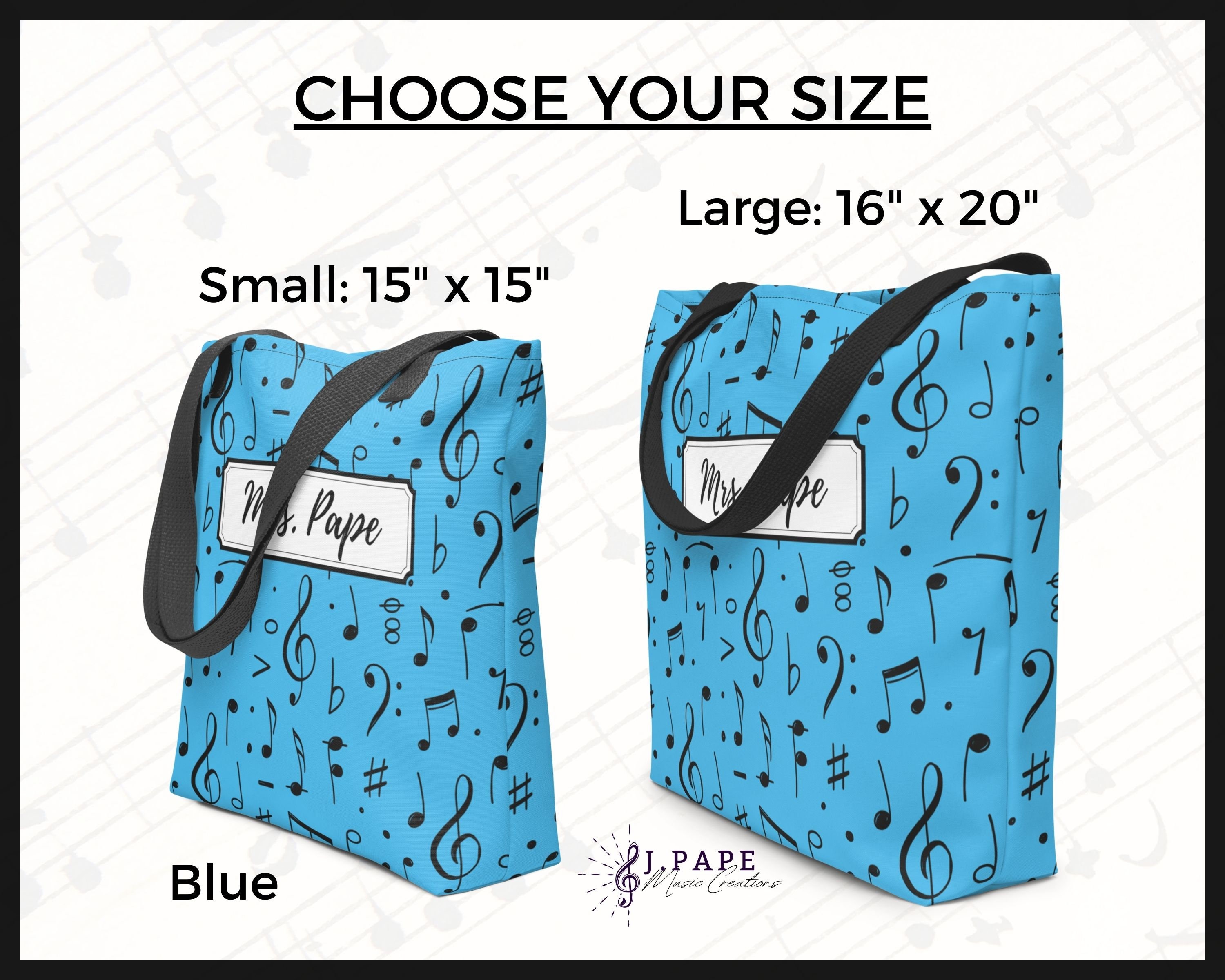 Music Note Tote Bag Choir, Band, or Piano Lesson Bag Personalized Gift ...