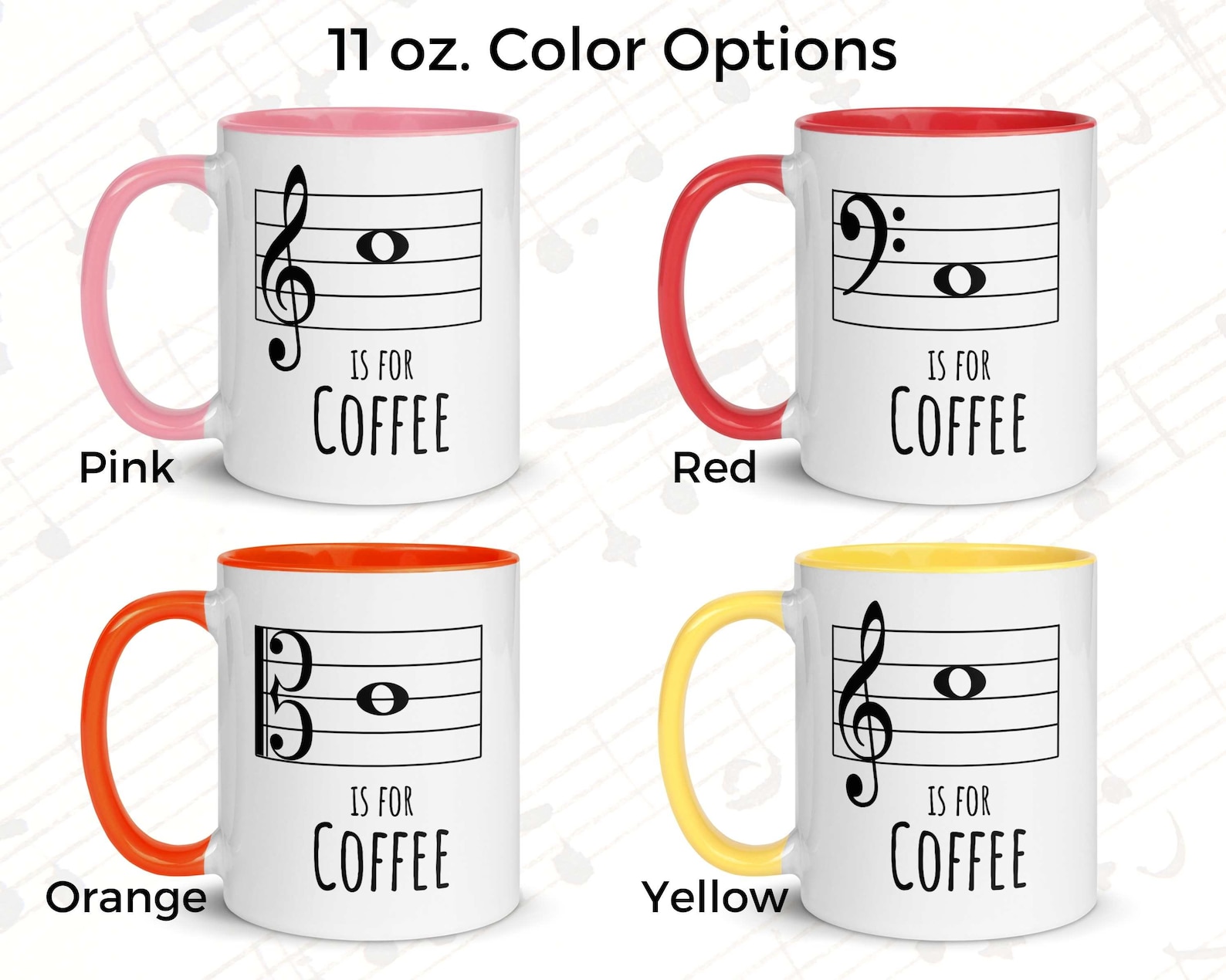 C is for Coffee Music Note Mug | Treble, Bass, or Alto Clef | Gift for ...