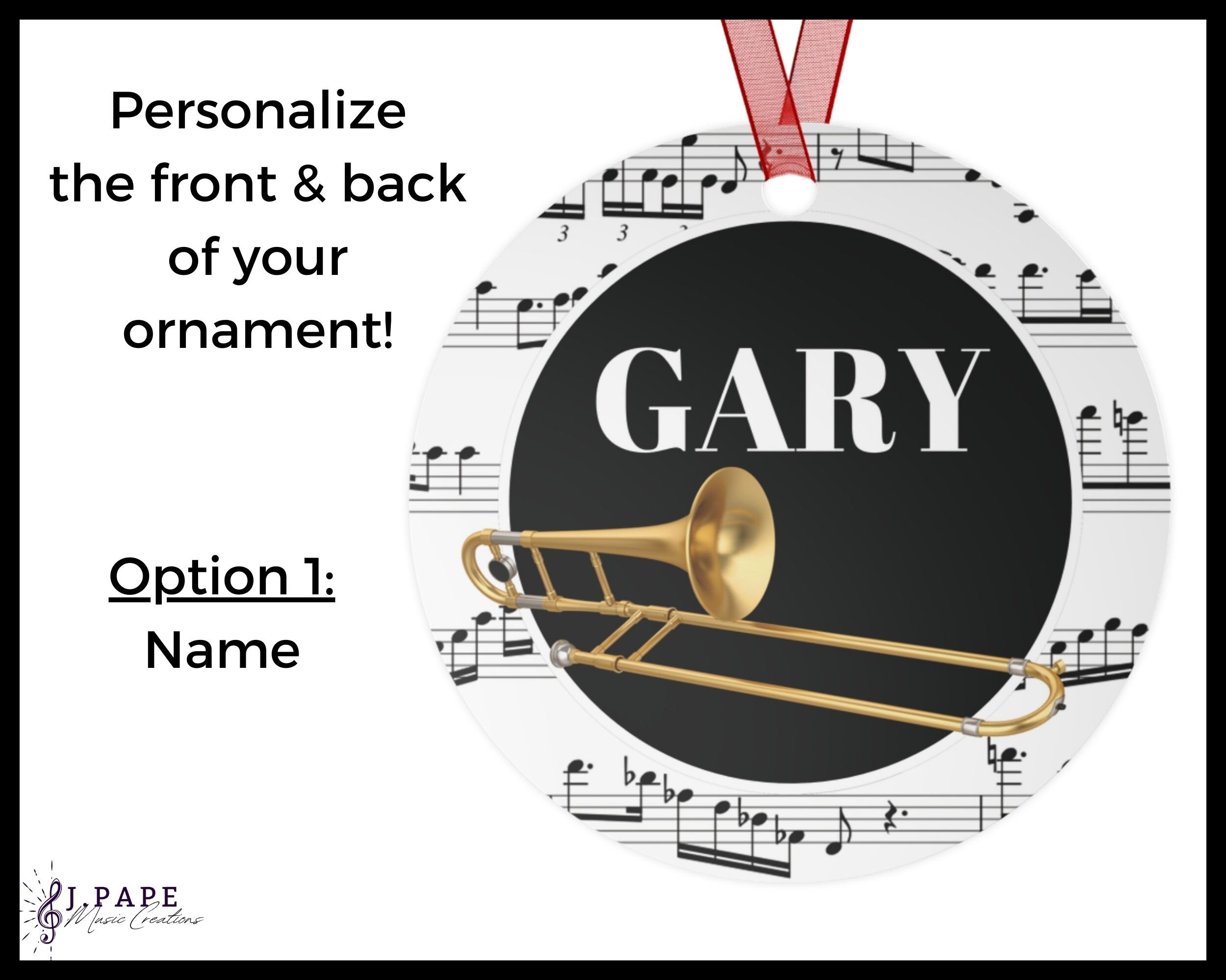 Trombone Ornament Sheet Music Christmas Ornament Personalized Metal ...