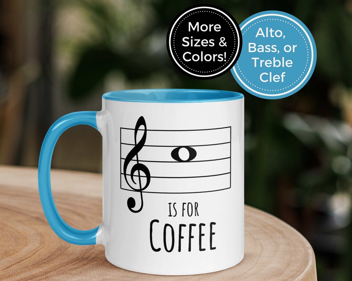 C is for Coffee Music Note Mug | Treble, Bass, or Alto Clef | Gift for ...