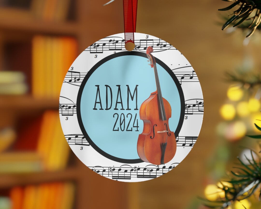 Upright Bass Ornament | Double Bass & Sheet Music Christmas Ornament ...
