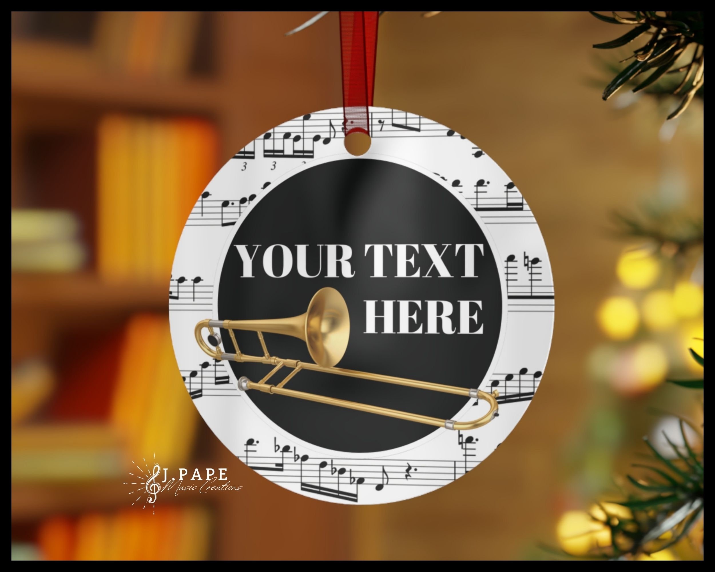 Trombone Ornament Sheet Music Christmas Ornament Personalized Metal ...