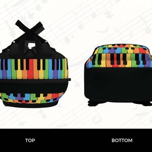 Rainbow Piano Backpack | Laptop Bag With Water Bottle Pocket | Music ...