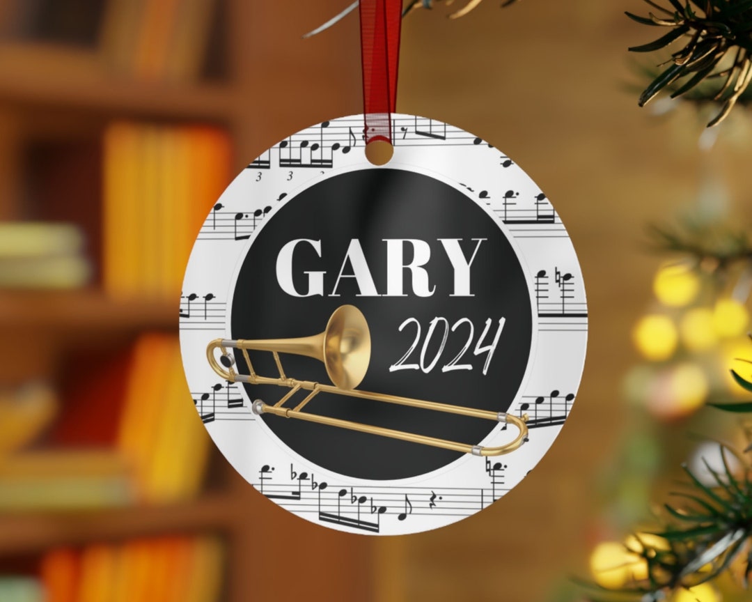 Trombone Ornament | Sheet Music Christmas Ornament | Personalized Metal ...