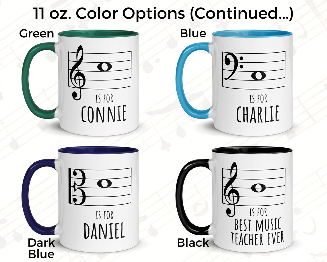Music Note Coffee Mug | Treble, Bass, or Alto Clef | Custom Gift for ...