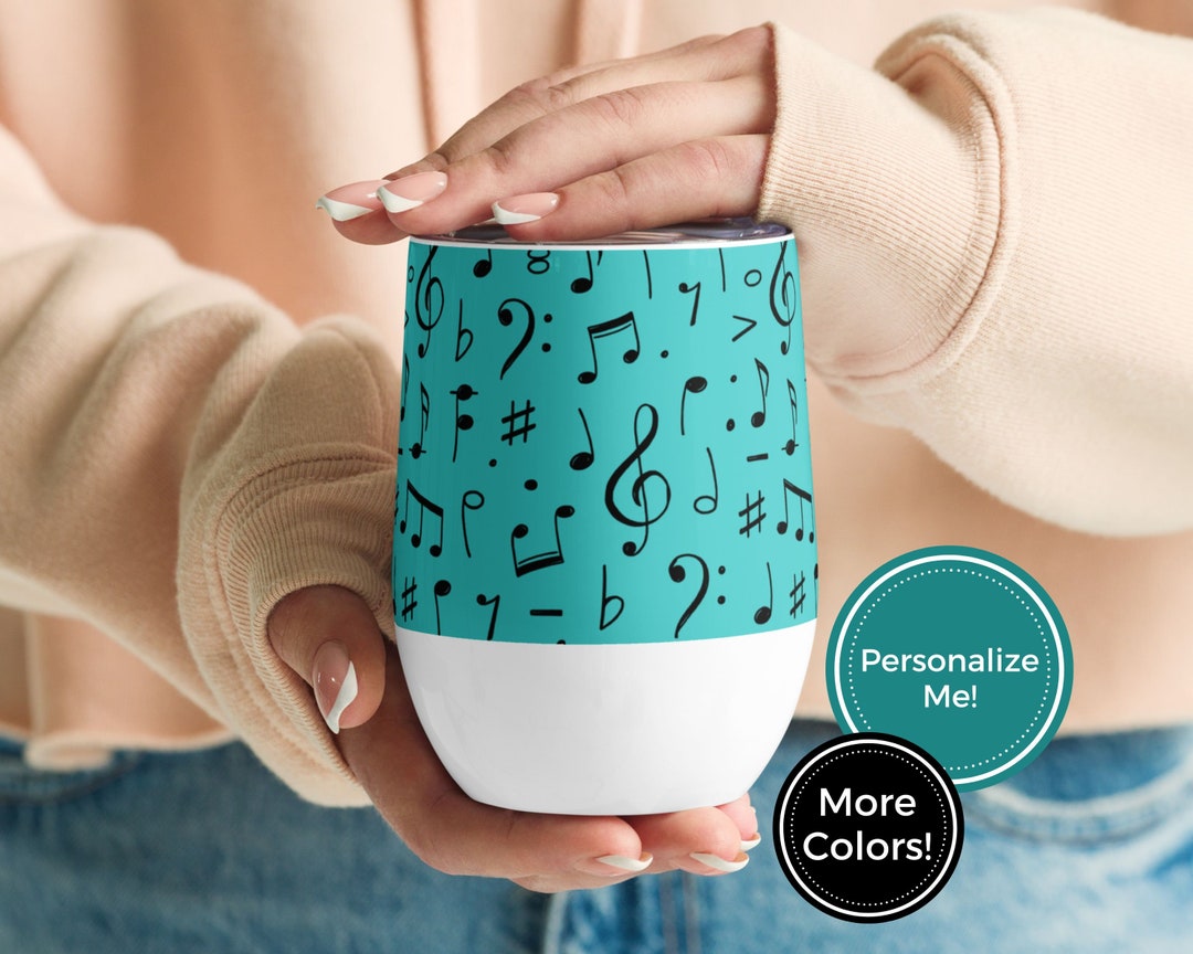 Music Note Insulated Wine Tumbler | Custom Stemless 12 Oz. Wine Glass ...