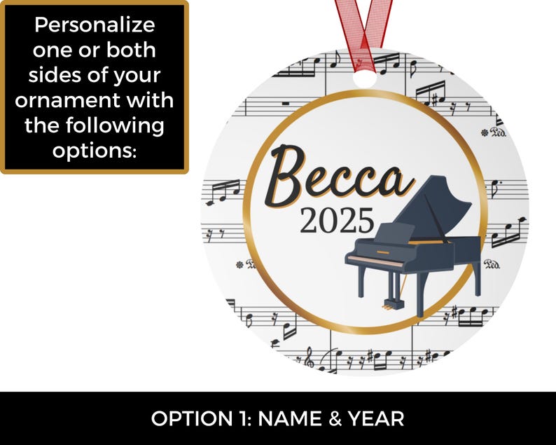 Piano Ornament | Metal Sheet Music Ornament | Personalized Christmas ...