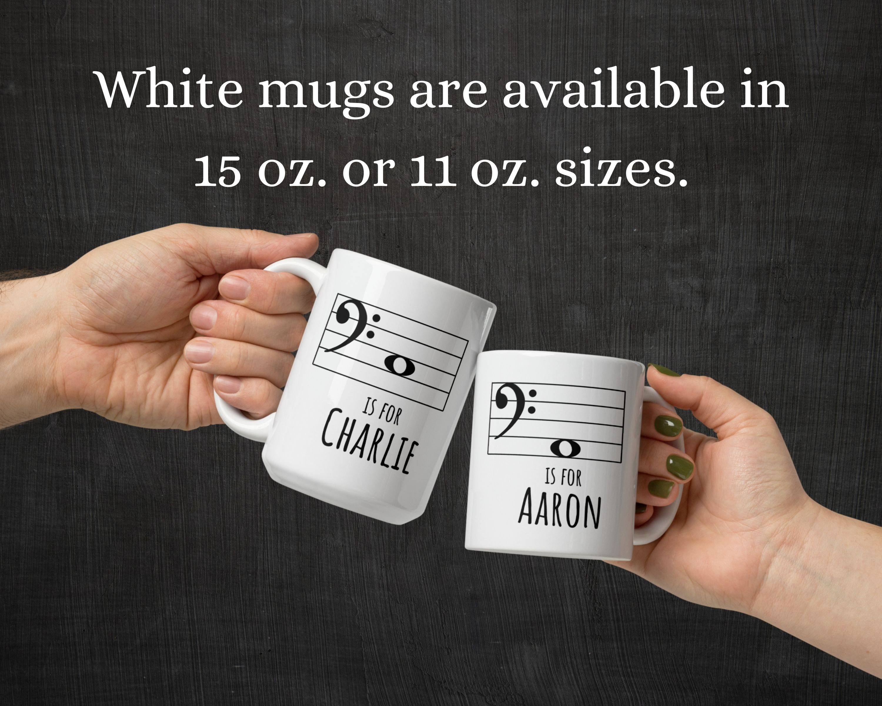 Music Note Coffee Mug Treble, Bass, or Alto Clef Custom Gift for Band ...
