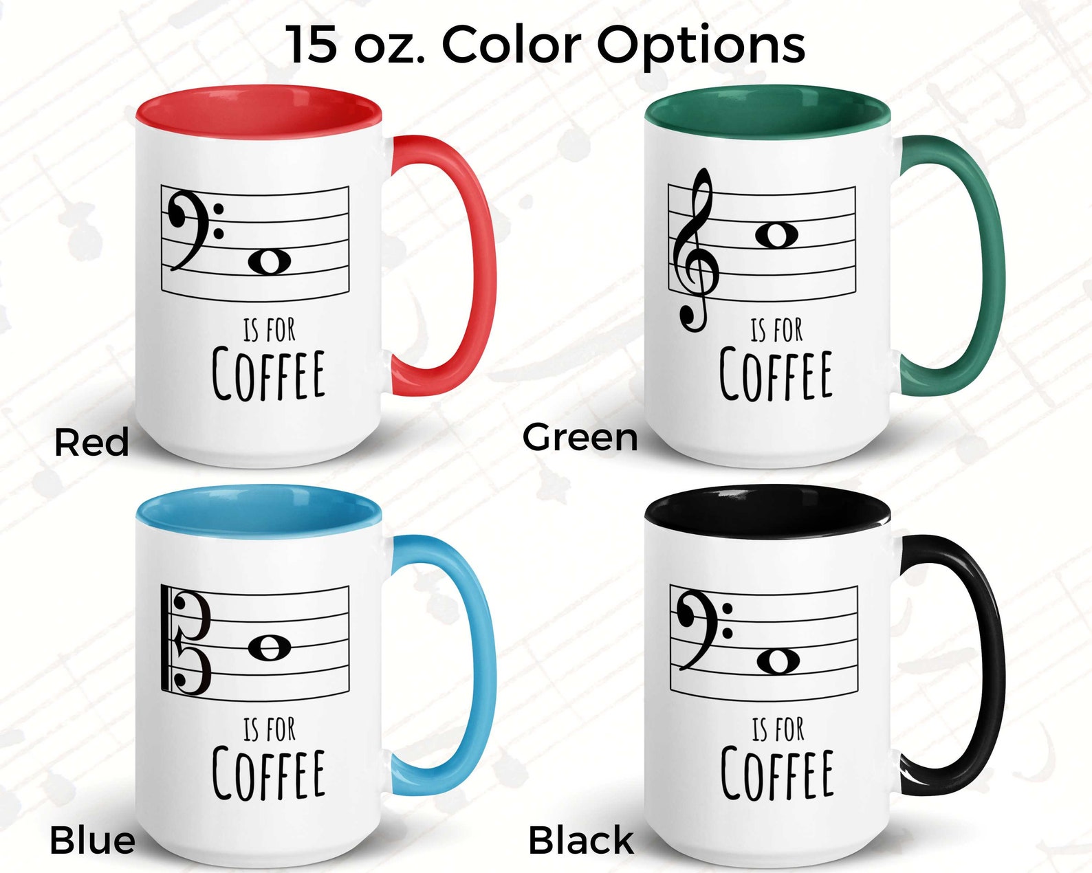C is for Coffee Music Note Mug | Treble, Bass, or Alto Clef | Gift for ...