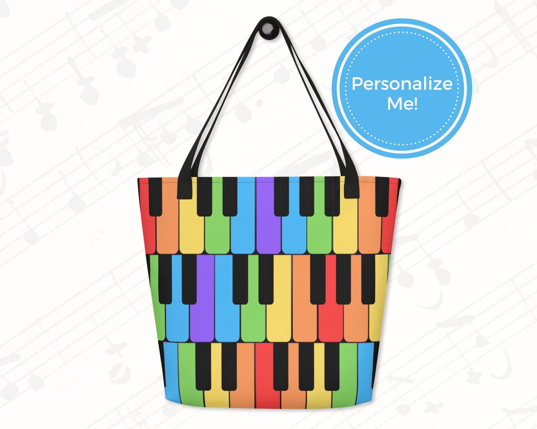 Rainbow Piano Tote Bag | Personalized Piano Bag | Gift for Piano ...