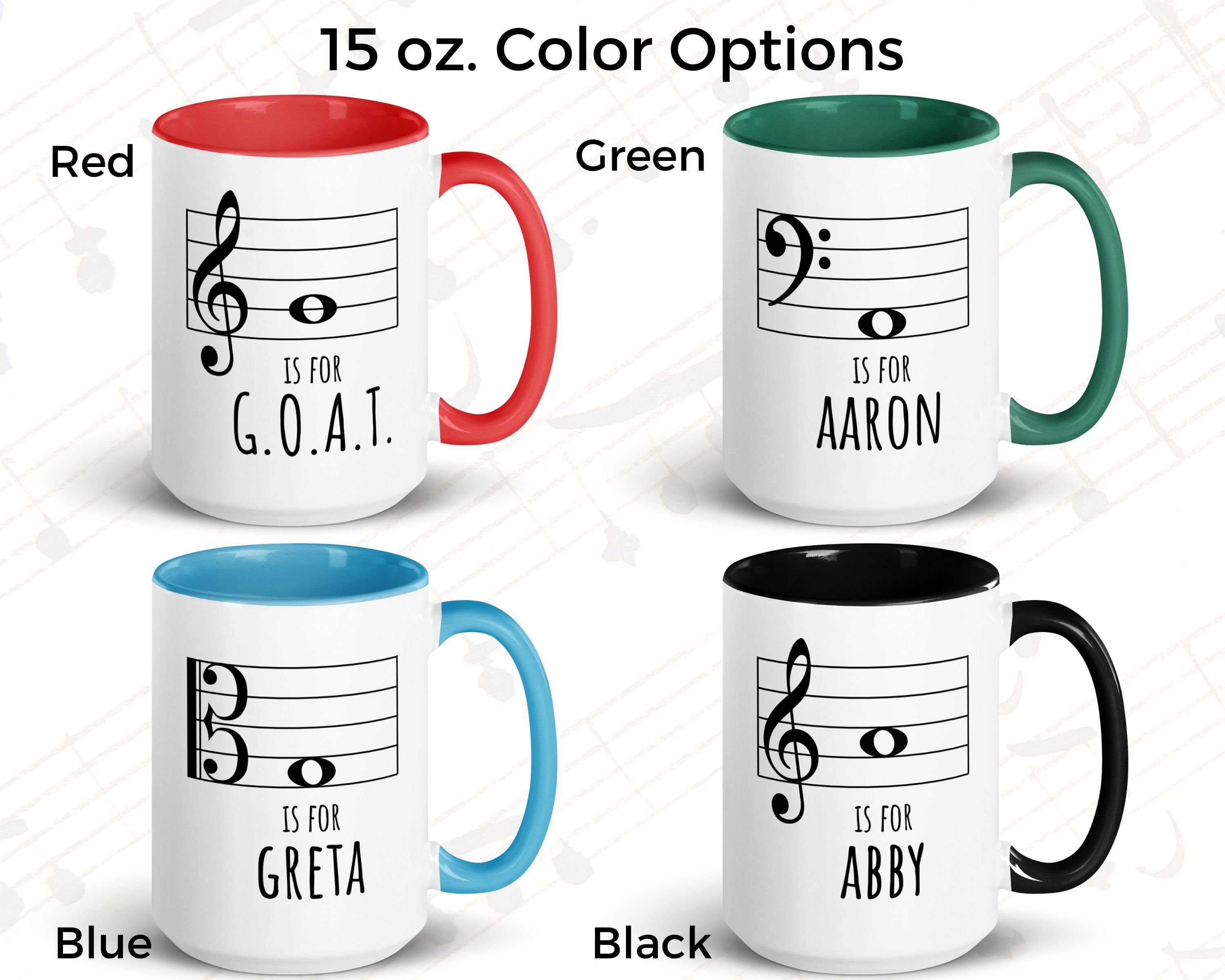Music Note Coffee Mug | Treble, Bass, or Alto Clef | Custom Gift for ...