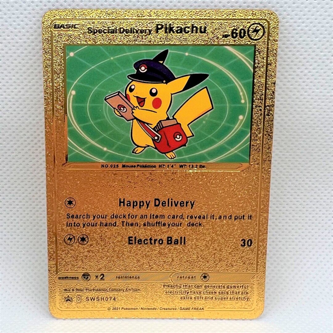 Special Delivery Pikachu Gold Foil Pokemon Card Collectible - Etsy