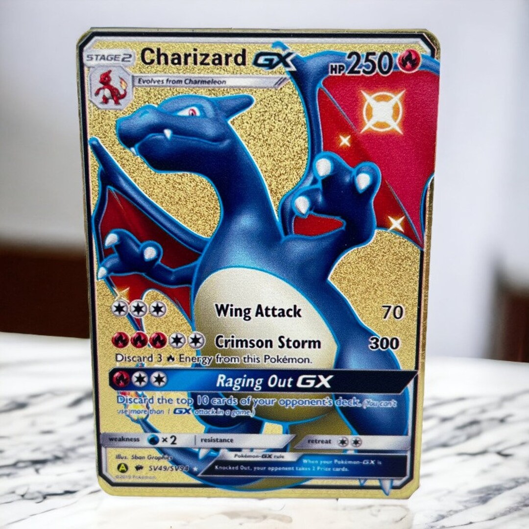 Charizard GX Gold Metal Pokémon Card Art Collectible/gift/display - Etsy