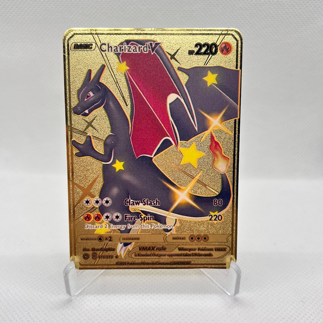Charizard V Shiny Rare Gold Metal Pokémon Card Art - Etsy