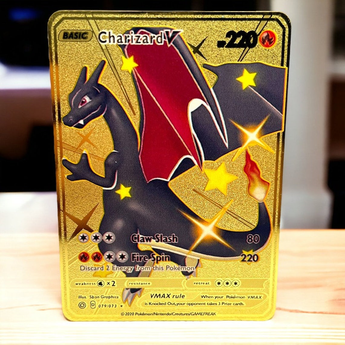 Charizard V Shiny Rare Gold Metal Pokémon Card Art Collectible/gift ...
