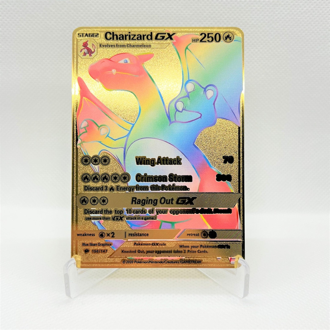 Charizard GX Rainbow Rare Gold Metal Pokémon Card Collectible/gift ...