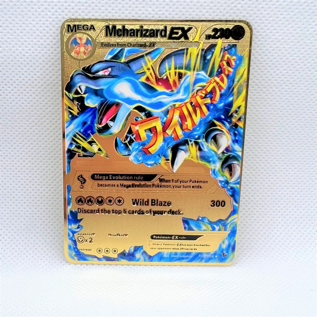 Mega Charizard EX Gold Metal Pokémon Card - Etsy