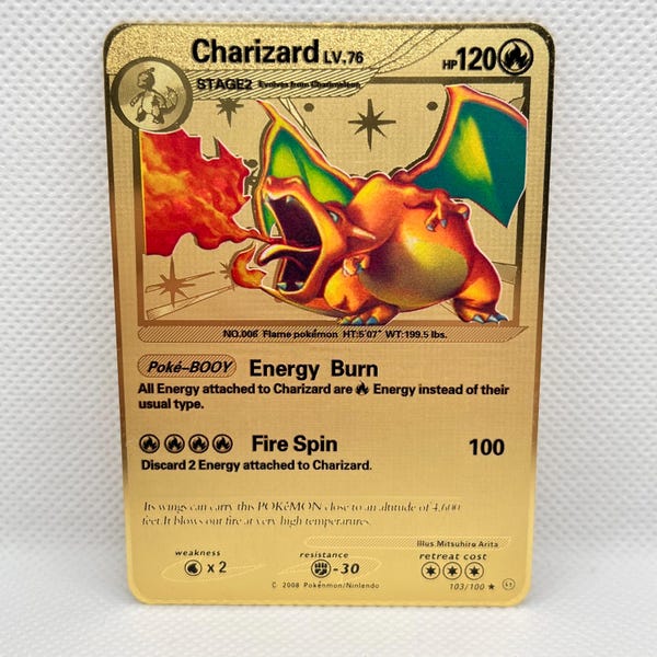 Gold Charizard Cards - Etsy
