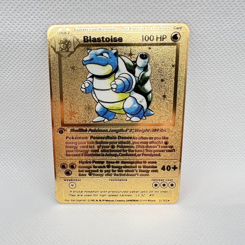 Blastoise 1st Edition Base Set Gold Metal Pokémon Card Collectible/gift ...