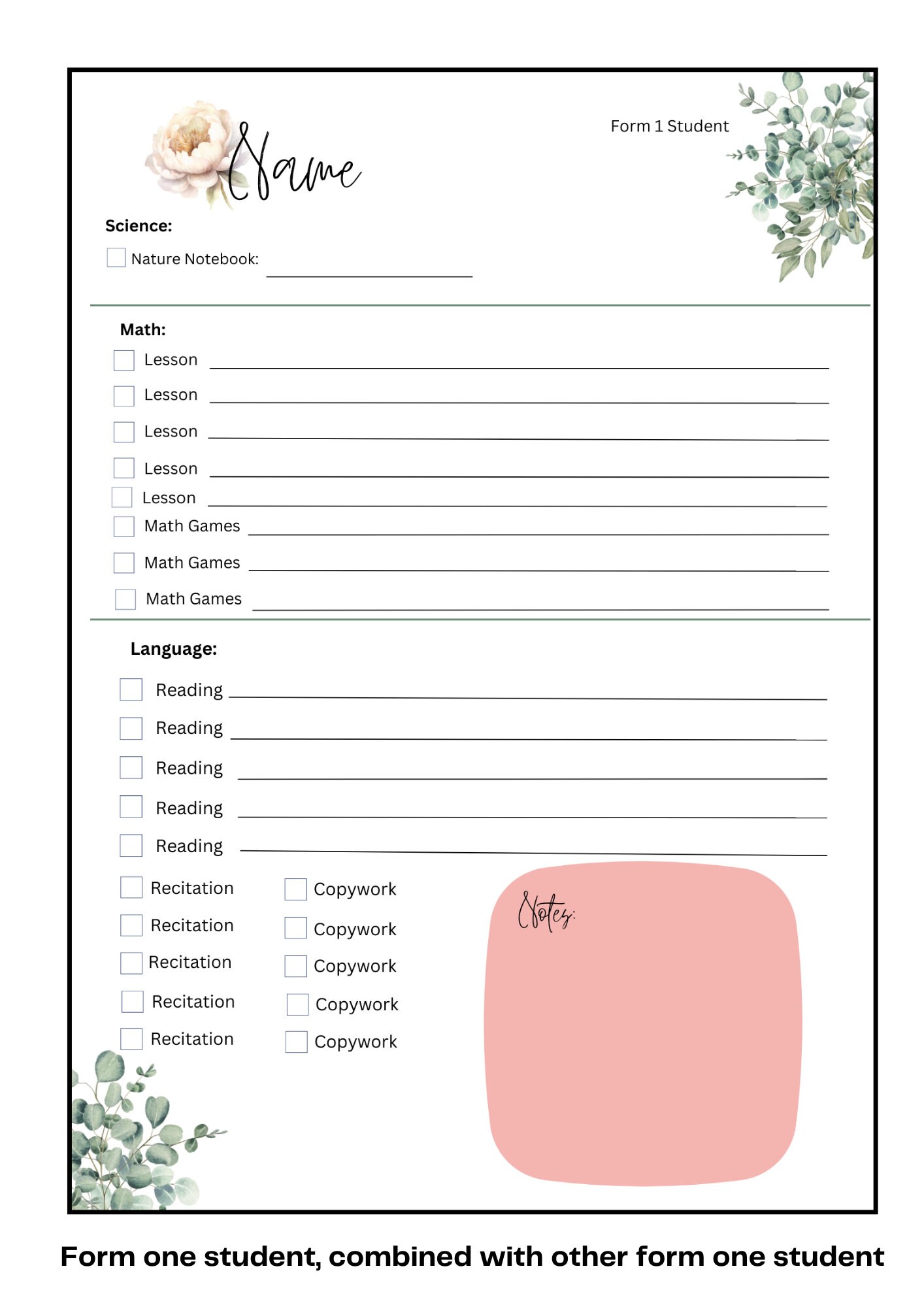 Editable Charlotte Mason Schedule/planner Form 1, Form 2 & Combined - Etsy