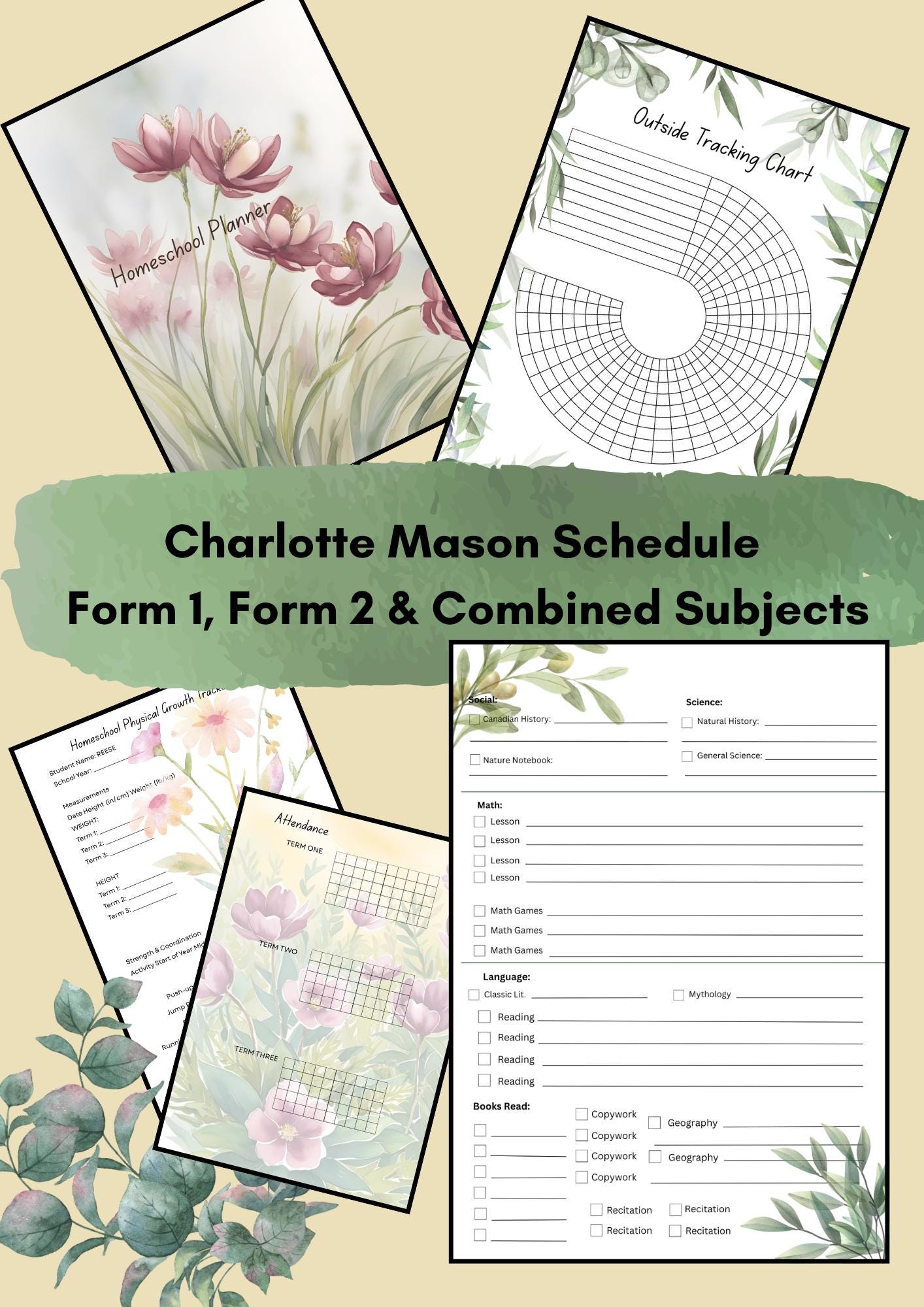 Editable Charlotte Mason Schedule/planner Form 1, Form 2 & Combined - Etsy