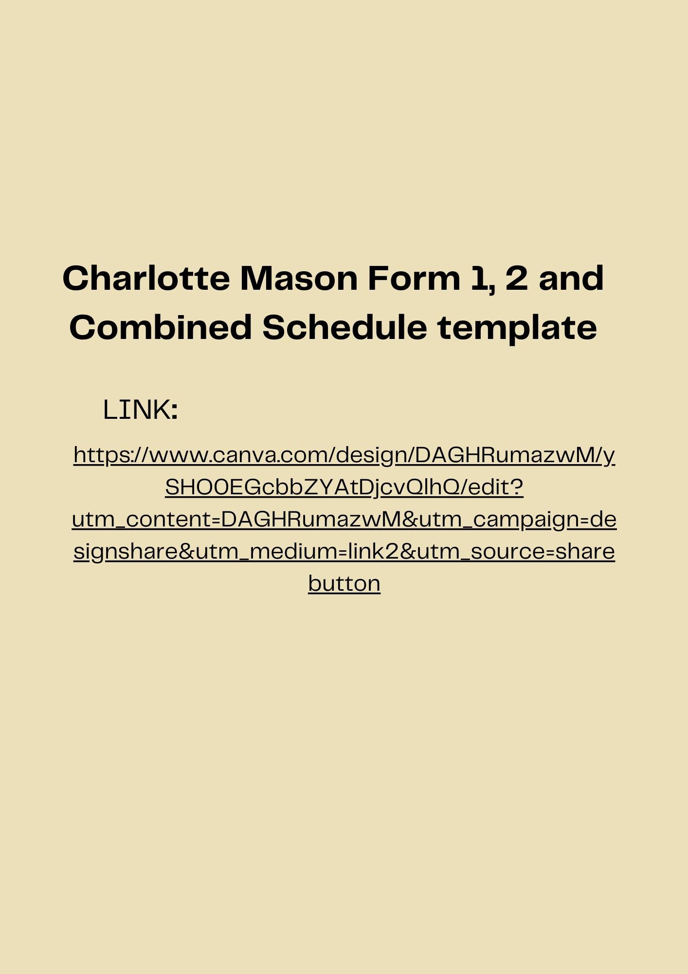 Editable Charlotte Mason Schedule/planner Form 1, Form 2 & Combined - Etsy