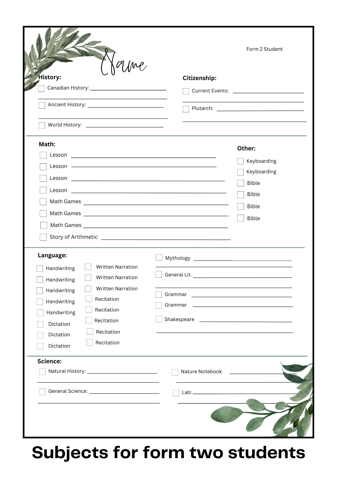 Editable Charlotte Mason Schedule/planner Form 1, Form 2 & Combined - Etsy