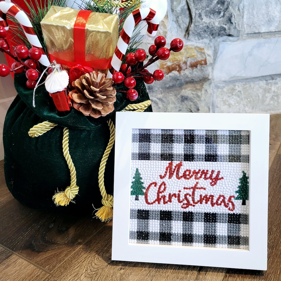 Merry Christmas Checkerboard Home Decor Diamond Art Kit INCLUDES ...