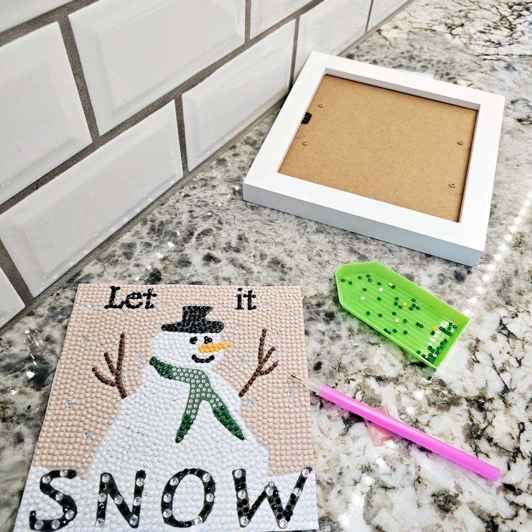 Let It Snowman Diamond Art Kit Includes White Wood Frame - Etsy