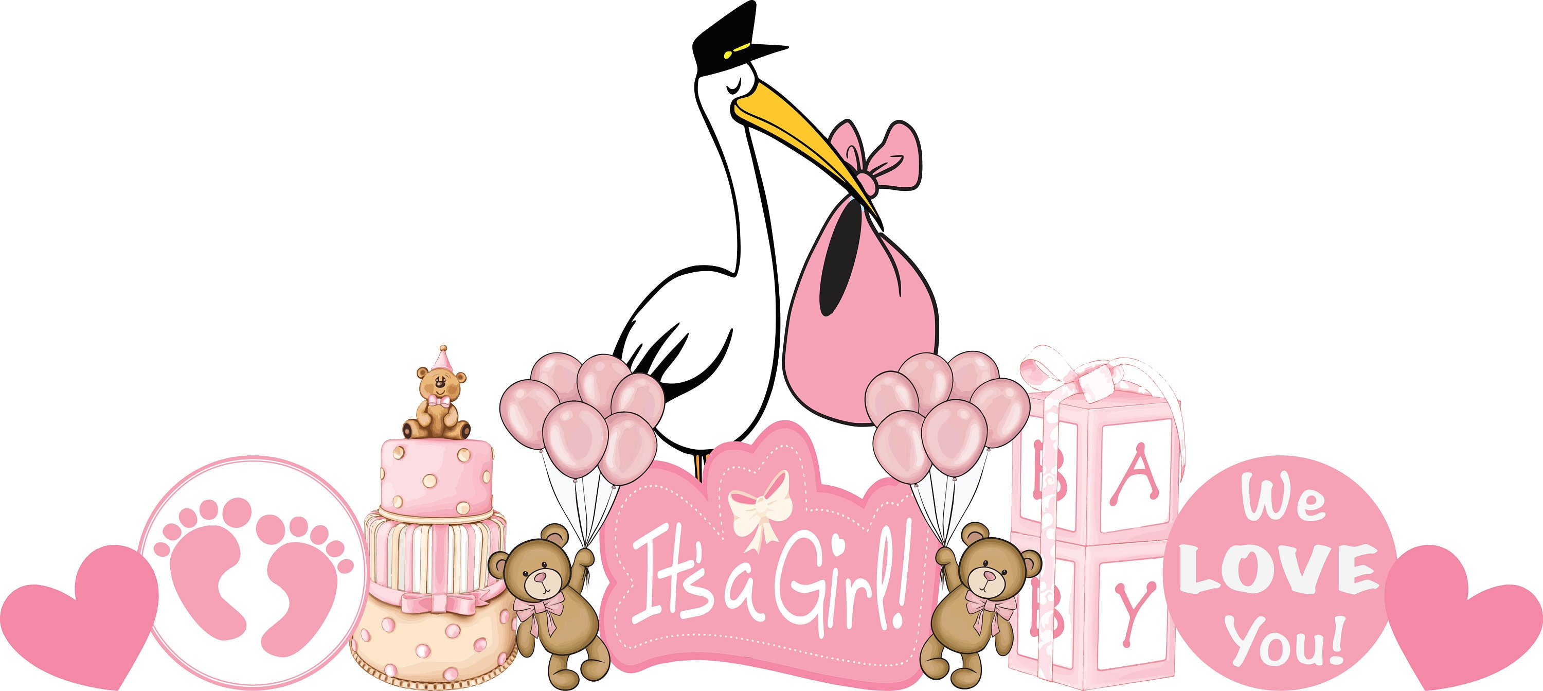 It's a Girl Stork Birth Announcement Yard Sign - Etsy