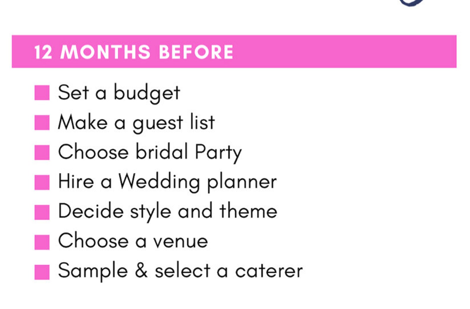Printable Wedding Timeline Checklist for the Organized Bride and Groom ...