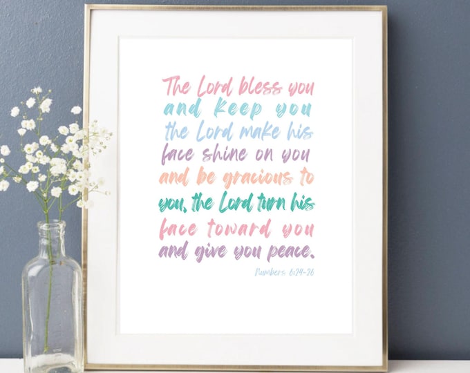Priestly Blessing in Hebrew, Numbers 6:24-26, Bible Verse Wall Art ...
