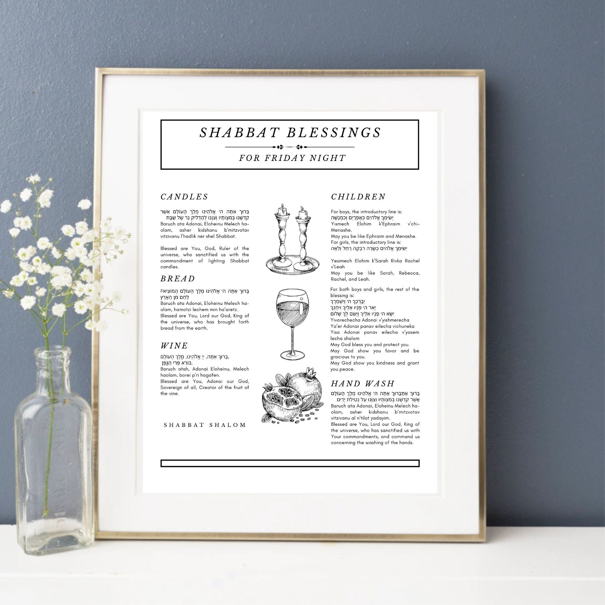 The Shabbat Blessings Prayers, for Friday Night, English Hebrew ...