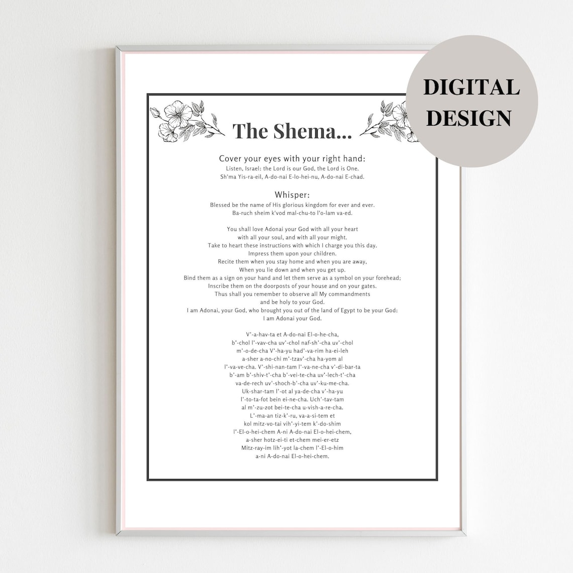 The Shema Prayer in English With Hebrew Transliteration, Printable ...