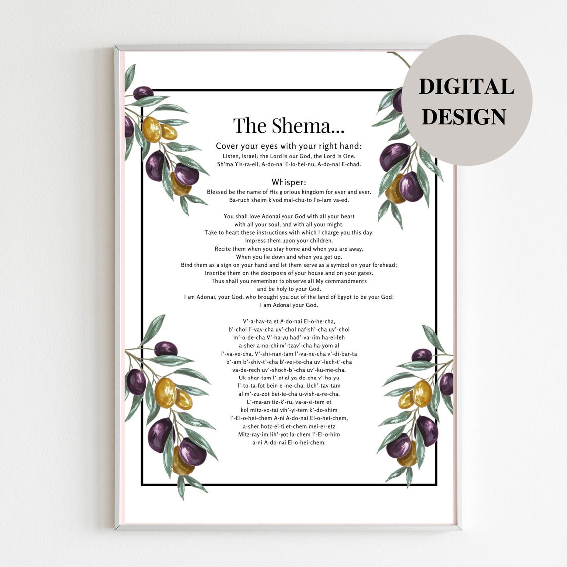 The Shema Prayer in English With Hebrew Transliteration, Printable ...