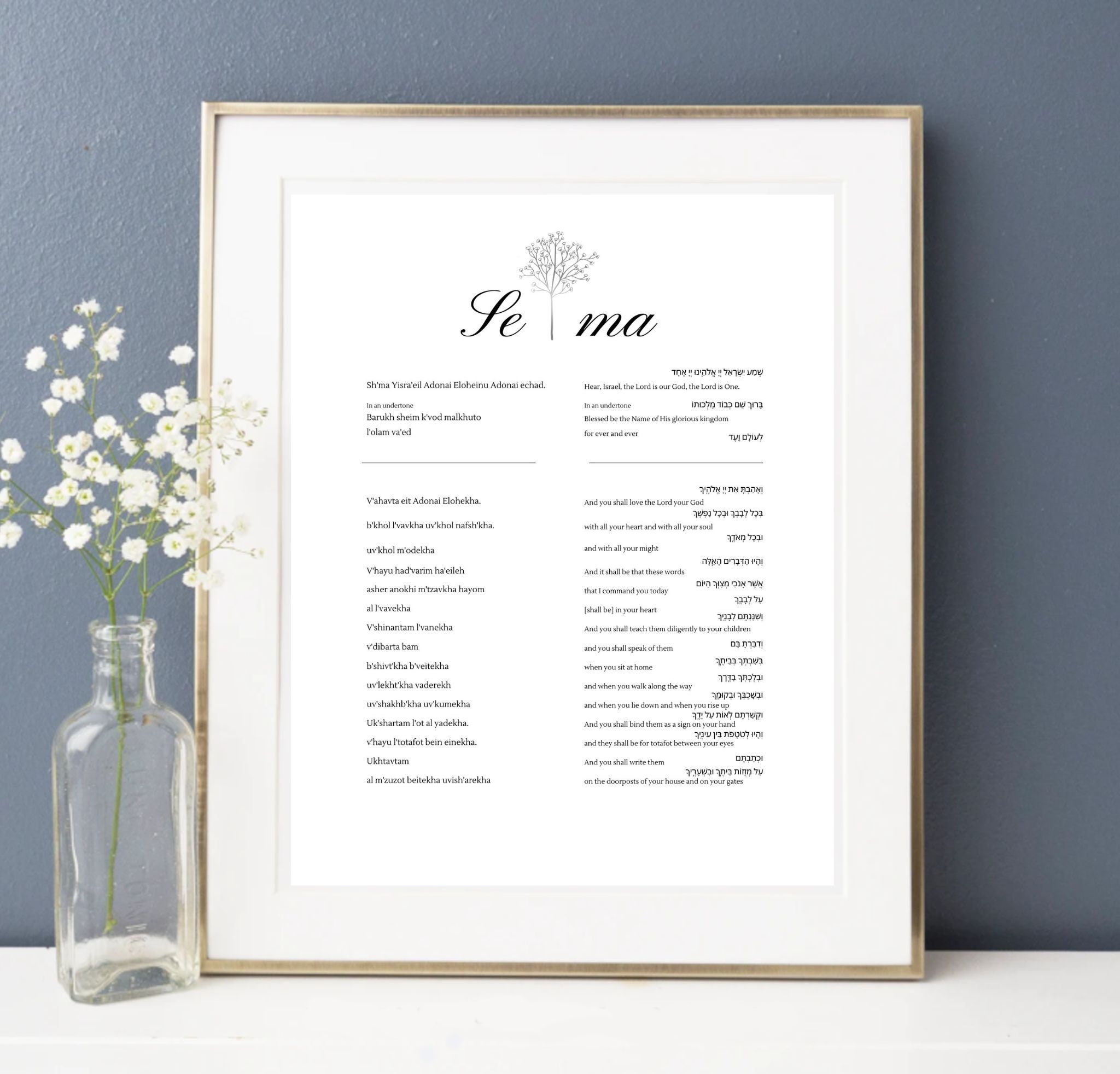 The Shema Prayer in English With Hebrew Transliteration, Printable ...