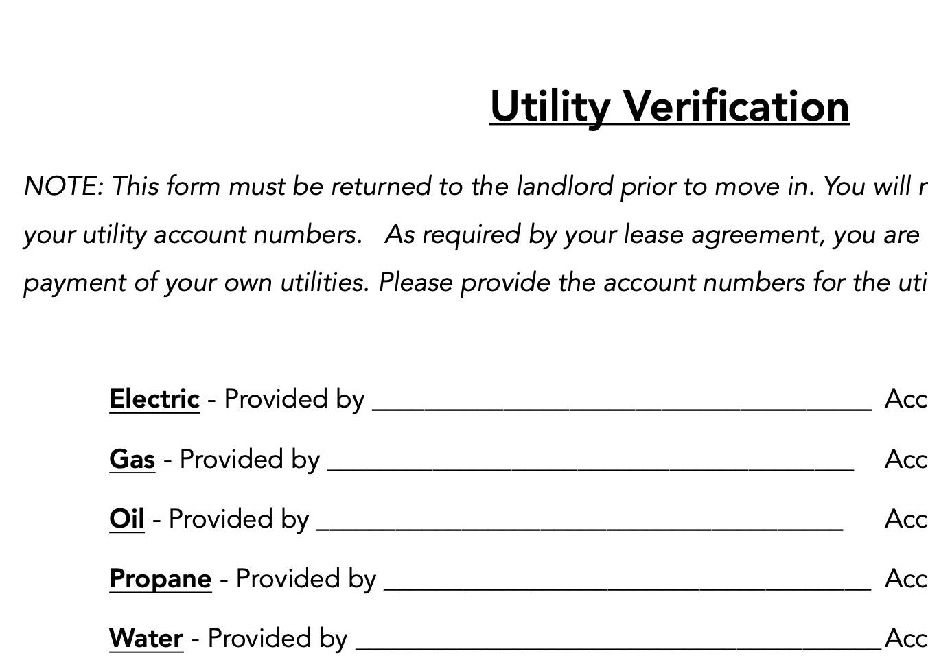 DIGITAL - Utility Agreement for Apartment and Rental Lease - Etsy