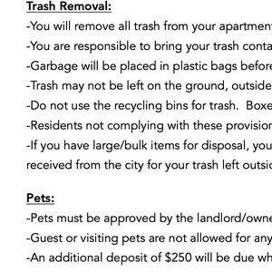 DIGITAL - Rules & Regulations for an Apartment or Rental Lease - Etsy