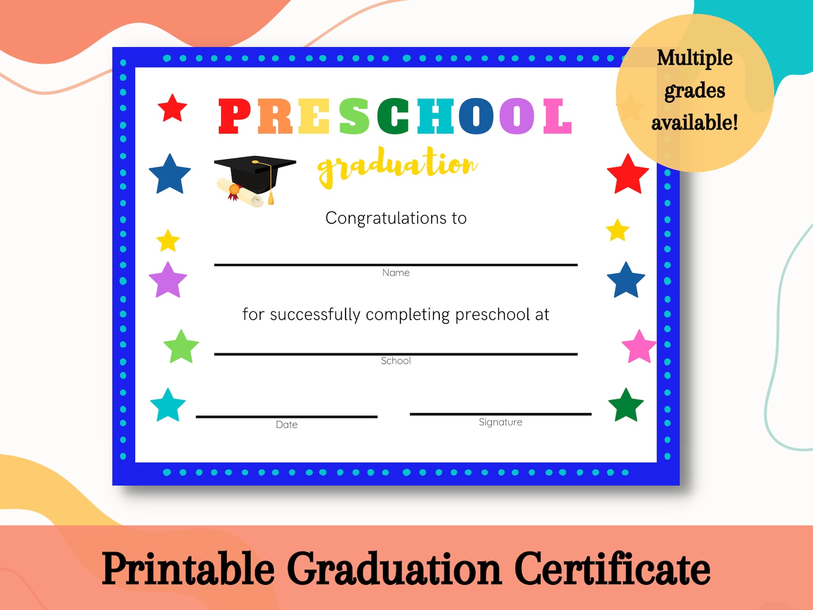 Preschool Graduation Certificate Printable Graduation for Preschool ...