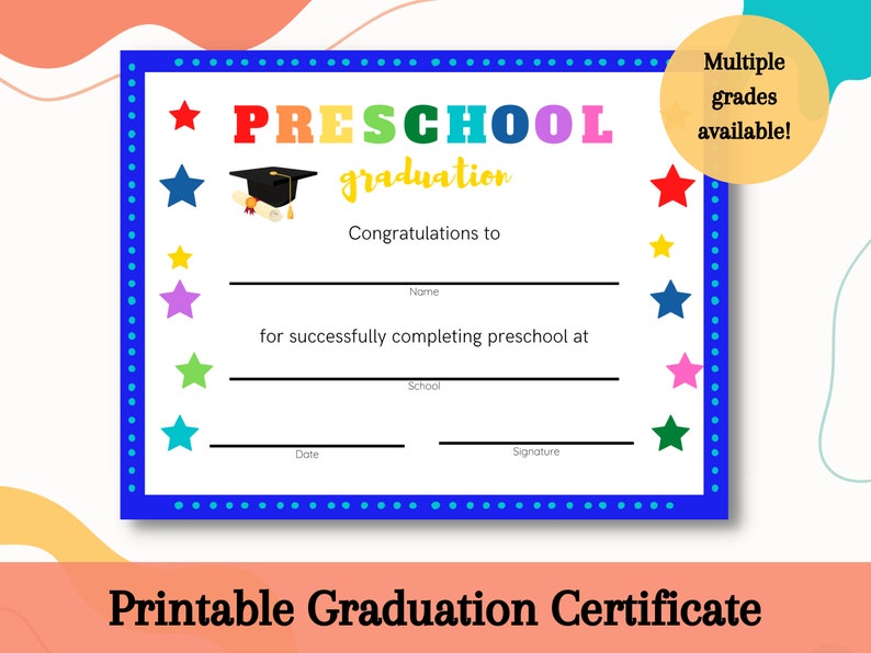 Preschool Graduation Certificate Printable Graduation for Preschool ...