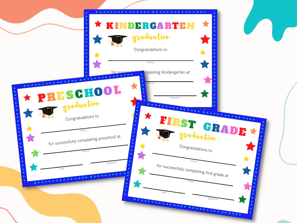First Grade Graduation Certificate Printable Graduation for - Etsy UK