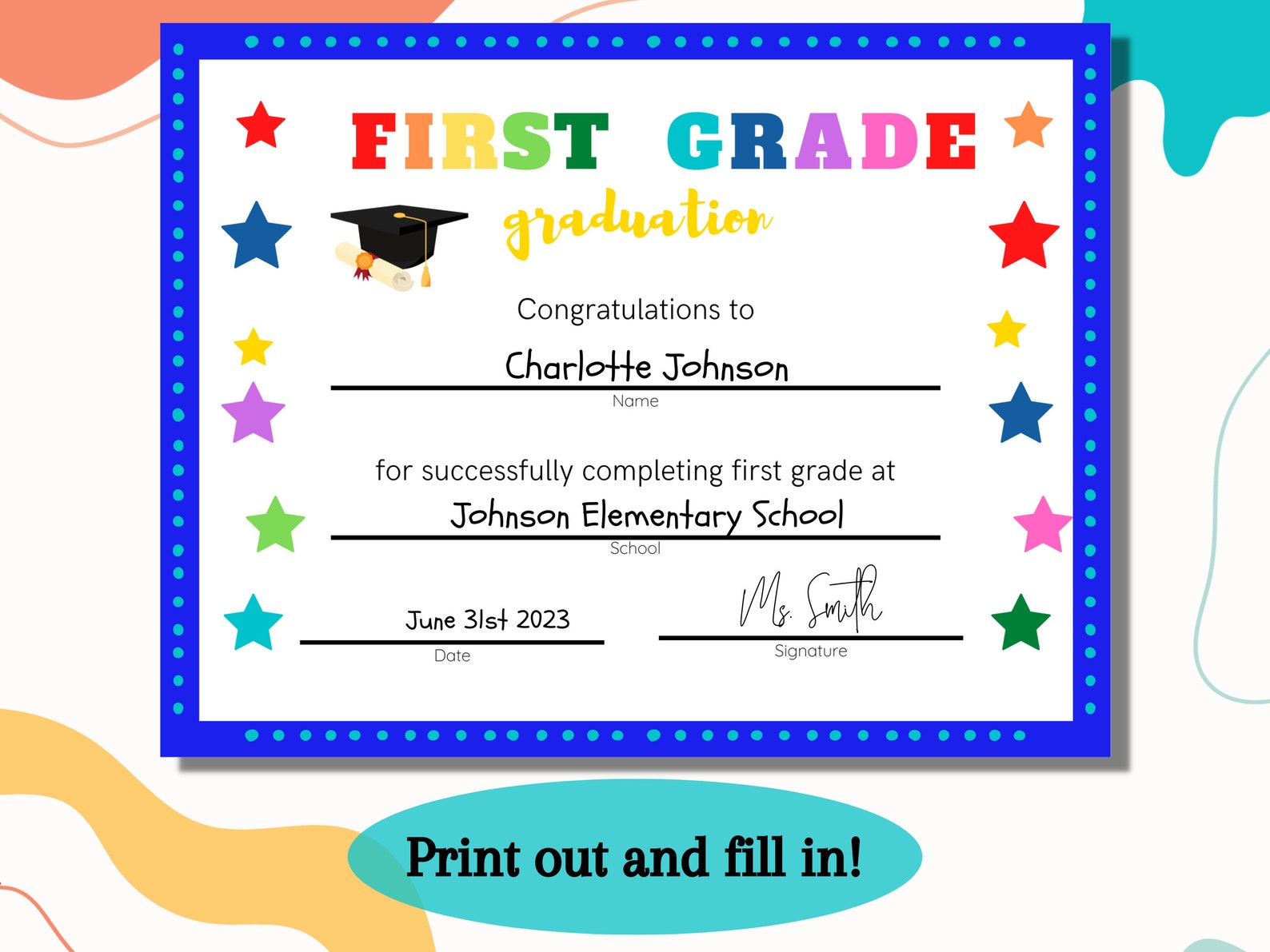 First Grade Graduation Certificate Printable Graduation for - Etsy UK