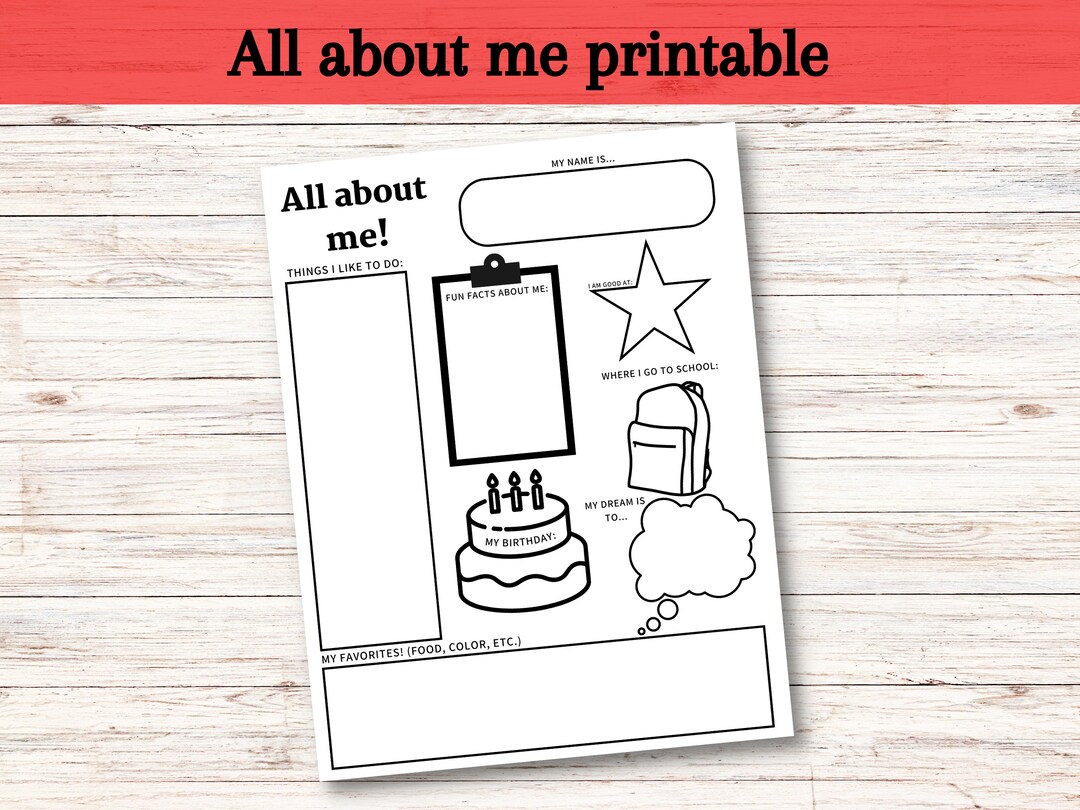 All About Me Printable for Kids, Worksheets for Kids Icebreaker ...