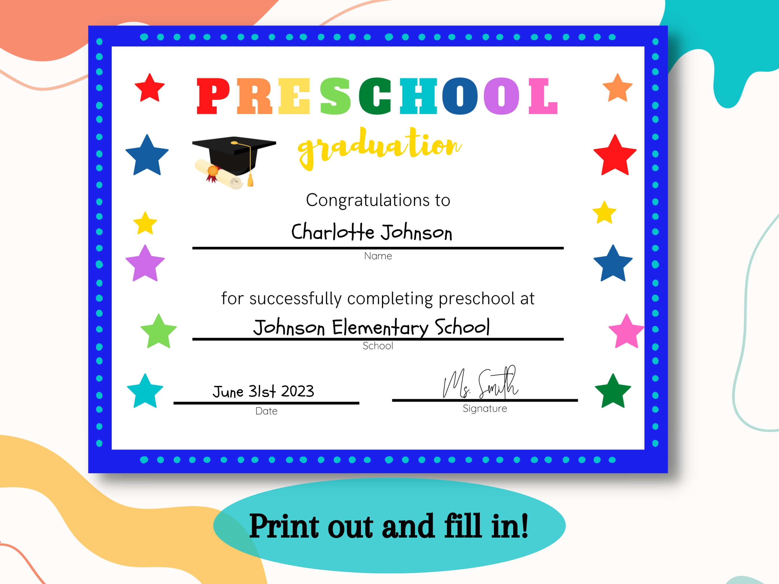 Preschool Graduation Certificate Printable Graduation for Preschool ...