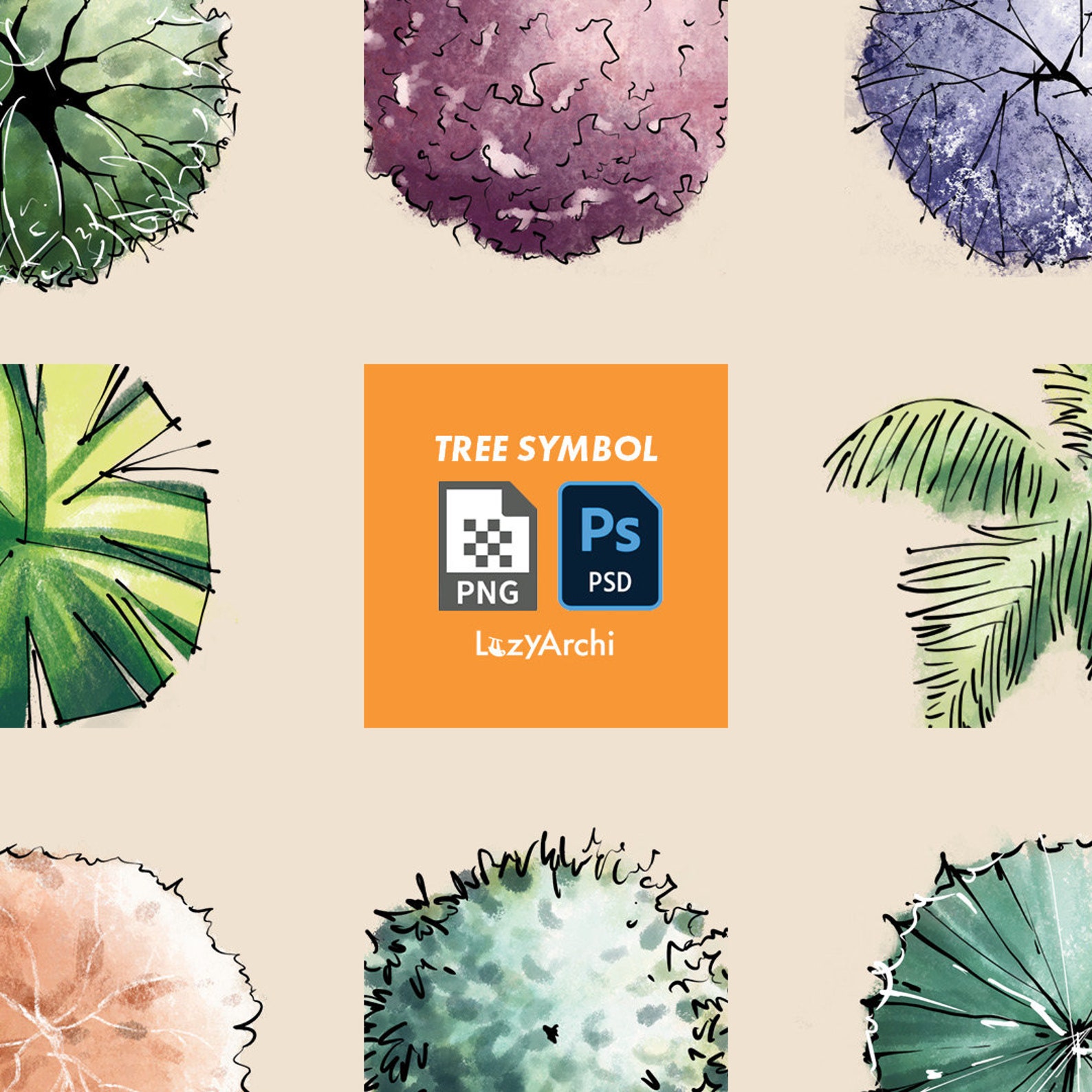 8 Water Color Tree Plan Symbols - Etsy