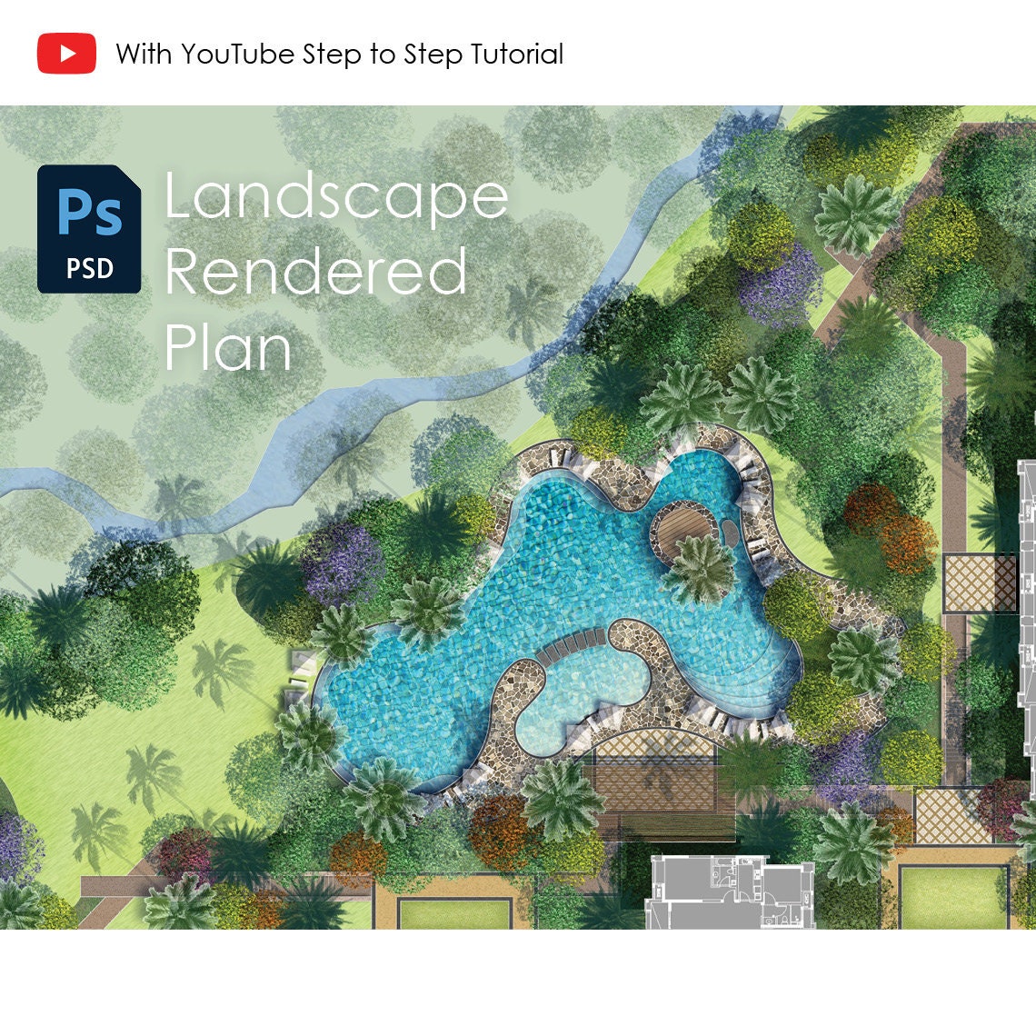 Resort Landscape Rendered Plan With Swimming Pool - Etsy