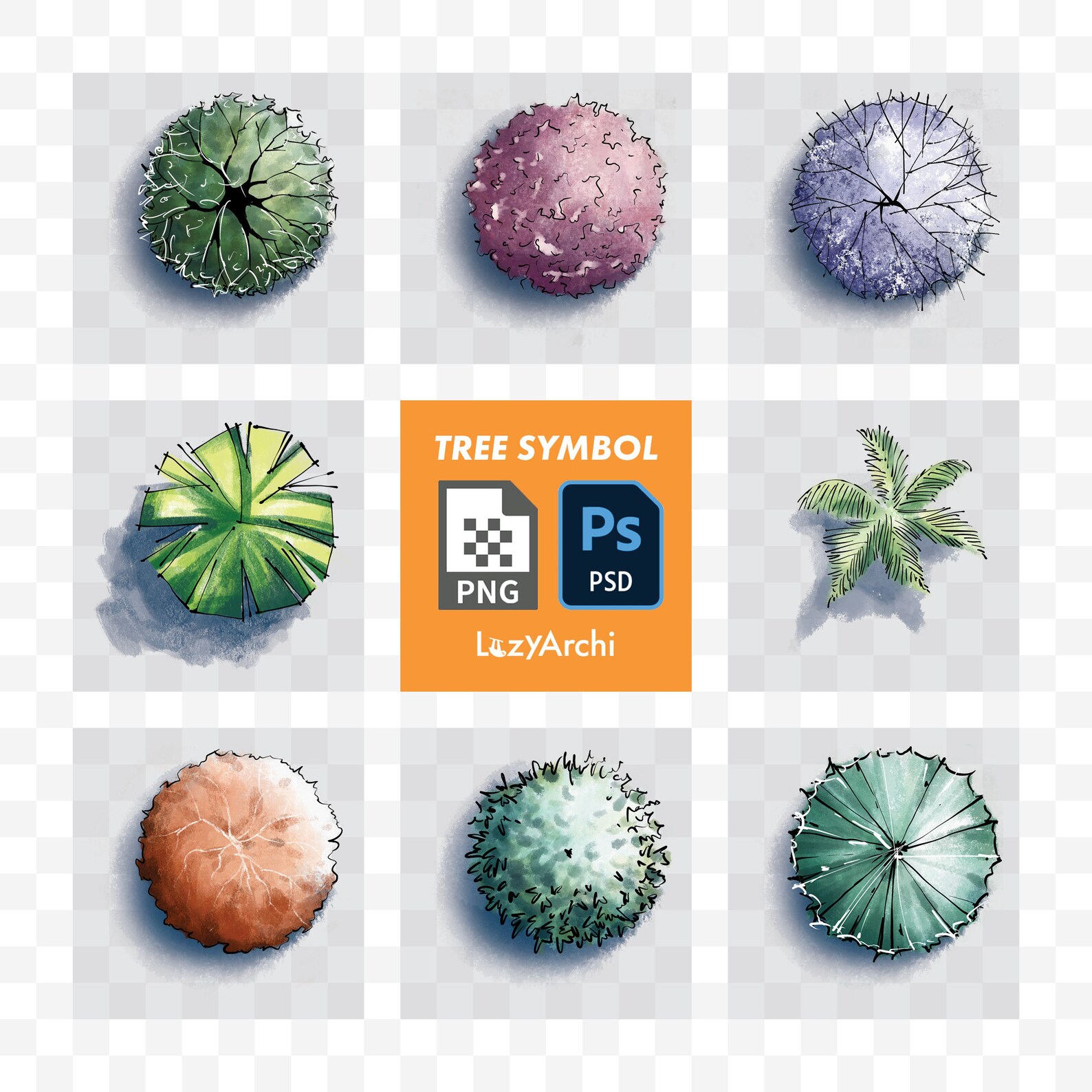 8 Water Color Tree Plan Symbols - Etsy