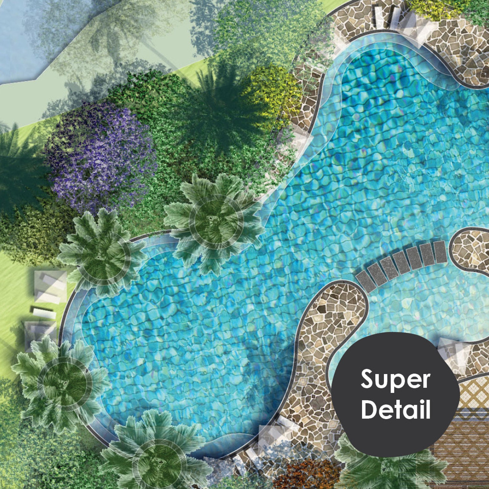Resort Landscape Rendered Plan With Swimming Pool - Etsy