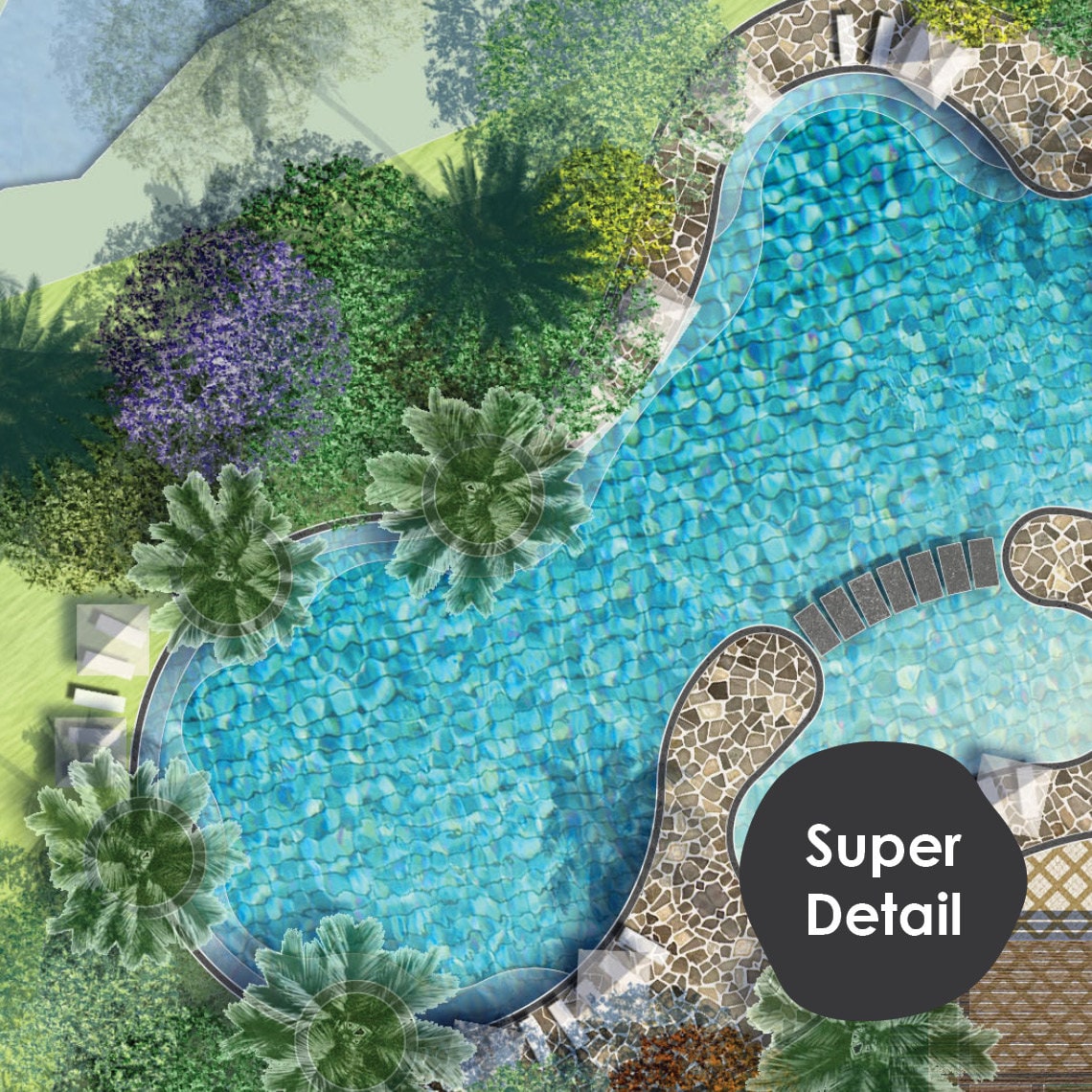 Resort Landscape Rendered Plan With Swimming Pool - Etsy